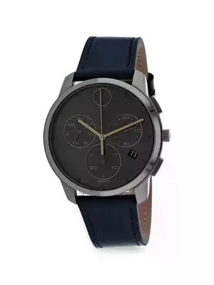 Movado Chronograph Watch With Dial And Leather Strap - Grey