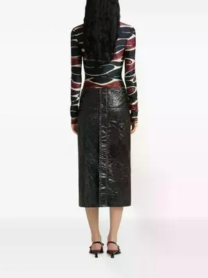 Marni Crinkled Midi Skirt With Embellished Daisies