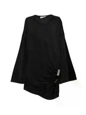 Attico Draped Detail Long Sleeve Mini Dress - Black