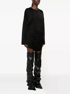 Attico Draped Detail Long Sleeve Mini Dress - Black