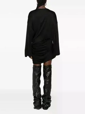Attico Draped Detail Long Sleeve Mini Dress - Black