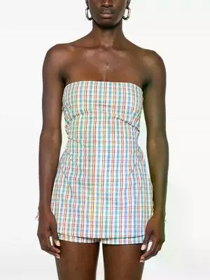 Faithfull The Brand Isole Checkered Bandeau Top - Neutrals