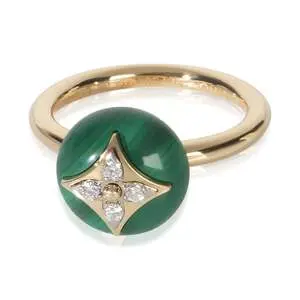 LOUIS VUITTON B Blossom Ring In Yellow Gold With Malachite And Diamonds - Yellow_gold
