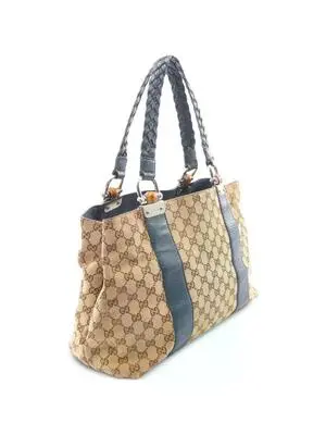Gucci 2000s Bamboo Gg Canvas Tote Bag