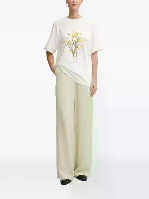 Stine Goya Floral Print Cotton T-shirt - Neutrals