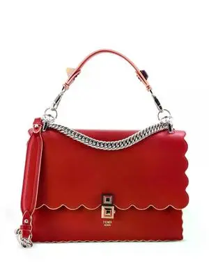 Fendi Kan I Leather Medium Shoulder Bag - Red
