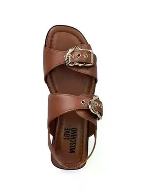 Moschino Heart-buckle Leather Sandals