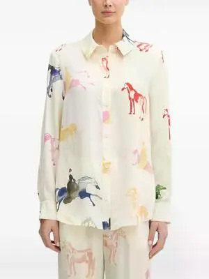 Stine Goya Horse Print Long-sleeve Shirt - Neutrals