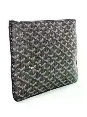 Goyard Senat Zip Coated Canvas Mm Pouch - Black