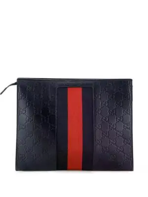 GUCCI Gucci GG Embossed Leather Clutch Pouch