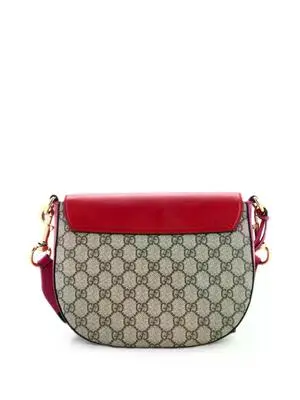 Gucci Padlock Saddle Shoulder Bag In Gg Coated Canvas And Leather - Brown