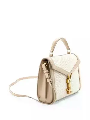 Saint Laurent Cassandra Top Handle Bag Canvas With Leather Mini Crossbody Bag
