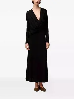RETORI Draped Hooded Midi Dress - Black
