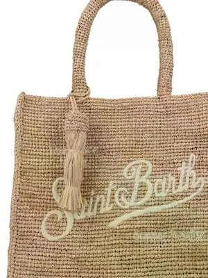 MC2 SAINT BARTH Raffia Woven Tote Bag With Tassel Detail - Neutrals