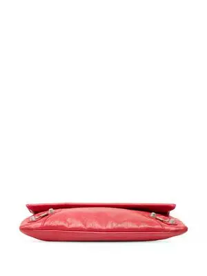 Balenciaga Lambskin Leather Motocross Giant 12 Envelope Clutch Bag - Red