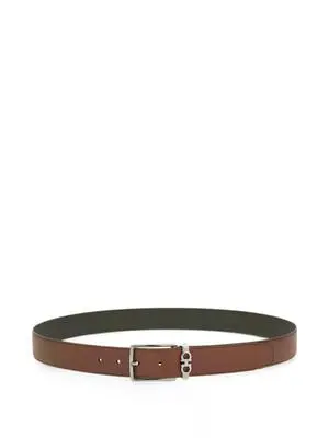 FERRAGAMO Reversible And Adjustable Belt With Rectangular Buckle - Brown