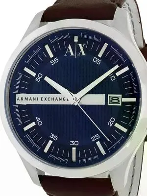 Armani Exchange 46mm Stainless Steel Chronograph Watch With Leather Strap