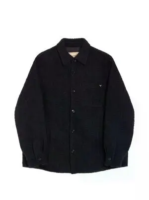 Valentino Garavani Cotton Tweed Shirt Jacket With Vgold - Black