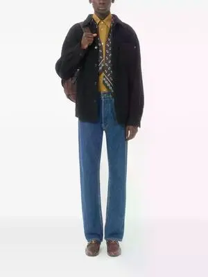 Valentino Garavani Cotton Tweed Shirt Jacket With Vgold - Black