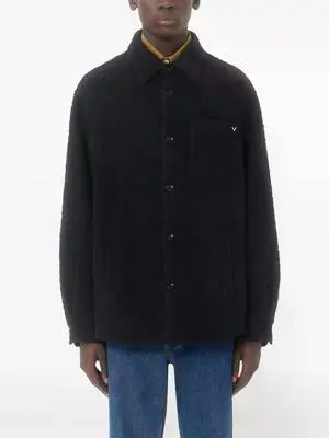 Valentino Garavani Cotton Tweed Shirt Jacket With Vgold - Black