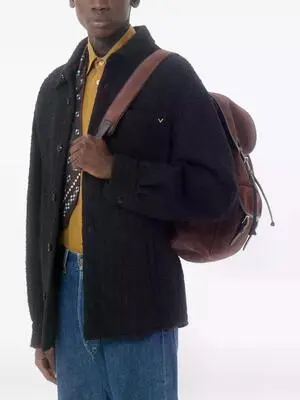 Valentino Garavani Cotton Tweed Shirt Jacket With Vgold - Black