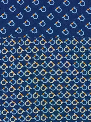 FERRAGAMO Gancini Square-print Silk Neck Tie - Blue