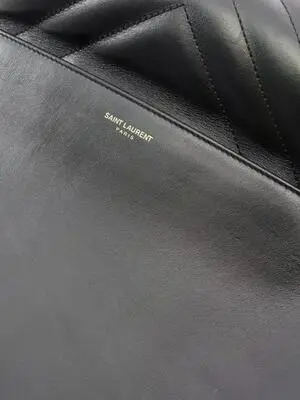 Saint Laurent Joan Chevron Quilted Shoulder Bag - Black