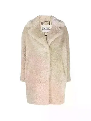 Herno Faux-shearling Notched-lapel Coat - Neutrals