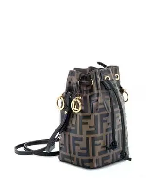Fendi Mon Tresor Zucca Embossed Leather Mini Bucket Bag - Brown