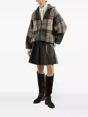 Brunello Cucinelli Tartan Double Knit Mohair, Virgin Wool, And Cashmere Jacket - Grey