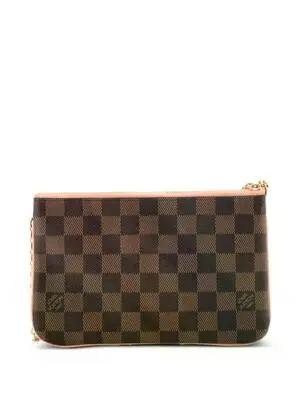 LOUIS VUITTON Double Zip Pochette Damier Clutch Bag - Brown