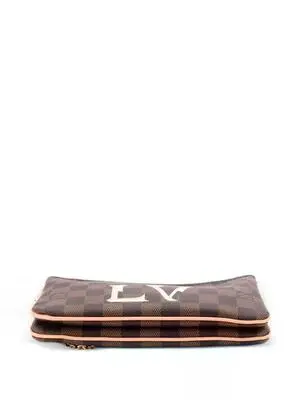 LOUIS VUITTON Double Zip Pochette Damier Clutch Bag - Brown