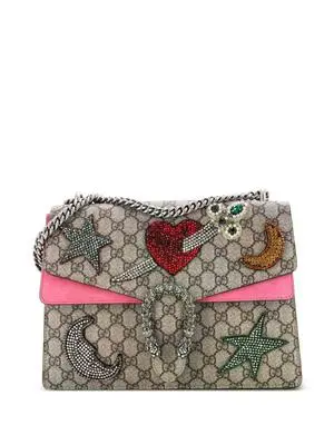 Gucci Embellished Gg Coated Canvas Medium Shoulder Bag