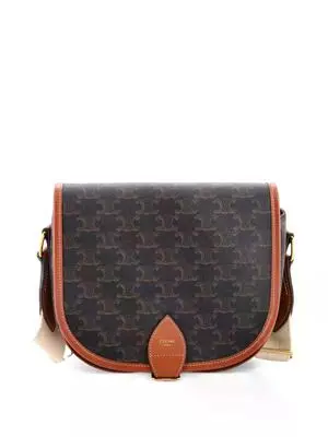 Celine Folco Bag Triomphe Coated Canvas Large Crossbody Bag - Brown