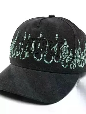 Amiri Flame Embroidered Baseball Cap - Black