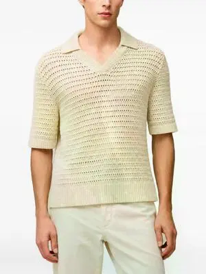 RETORI Openwork-stitch V-neck Cotton Cardigan - Neutrals