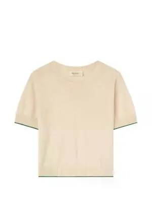 RETORI Stripe-trim Knitted T-shirt - Neutrals