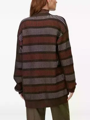 RETORI Windows Long Geometric-pattern V-neck Cardigan