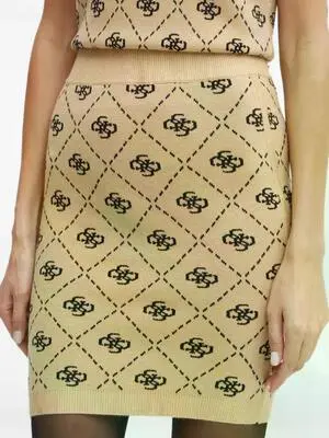 Guess Sarah Monogram-knit Mini Skirt - Neutrals