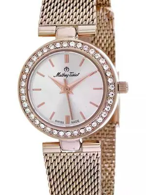 MATHEY TISSOT Fleury Xv Rose Gold Tone Crystal Bezel Mesh Watch