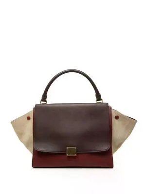 Celine 2012 Medium Tricolor Leather Trapeze Satchel Tote Bag - Red