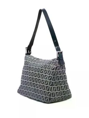 Fendi 2000-2010 Zucchino Canvas Double Flap Mamma Shoulder Bag