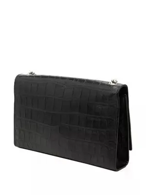 Saint Laurent 2016 Medium Croc Embossed Leather Monogram Kate Tassel Crossbody Bag