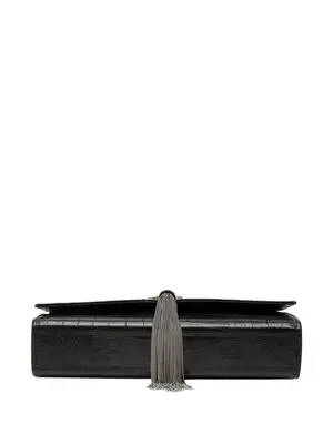 Saint Laurent 2016 Medium Croc Embossed Leather Monogram Kate Tassel Crossbody Bag