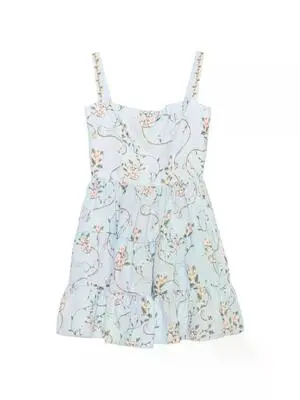 Agua Bendita Lima Floral-print Tiered Mini Dress - Blue