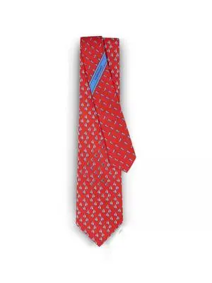 FERRAGAMO Printed Silk Neck Tie - Red
