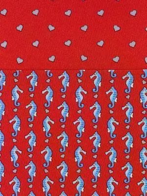 FERRAGAMO Seahorse Print Silk Neck Tie - Red