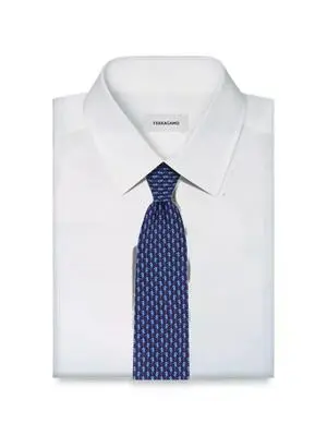 FERRAGAMO Seahorse-print Silk Tie