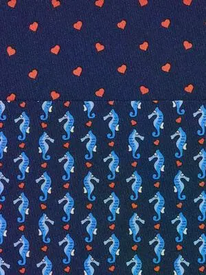 FERRAGAMO Seahorse Print Silk Necktie - Blue