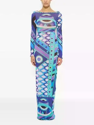 Emilio Pucci Vivara Print Tulle Dress - Blue